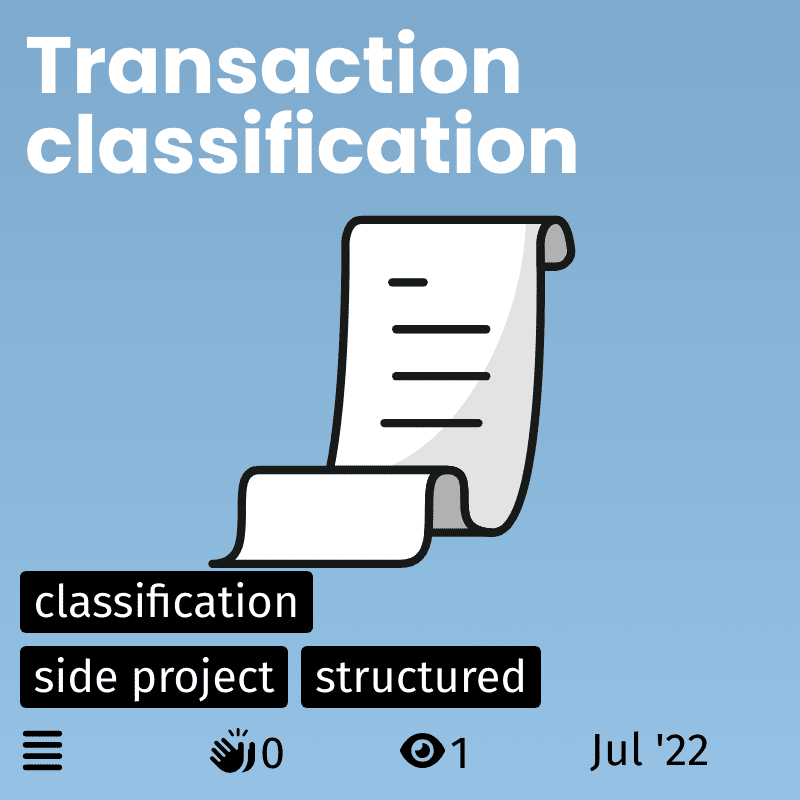 Transaction classification | Maarten Poirot